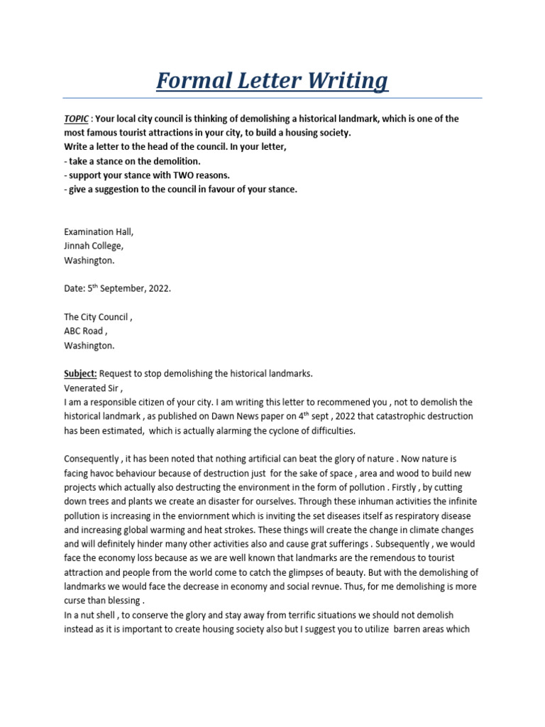 Formal Letter Writing | PDF