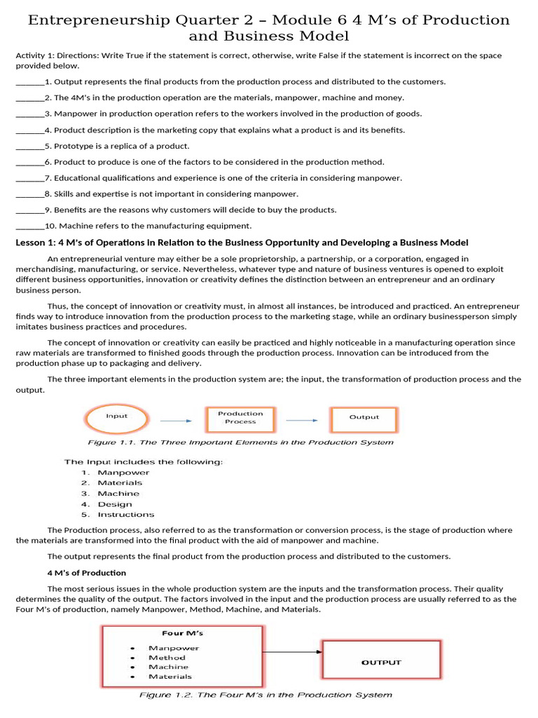 Entrep Module 1 Quarter 2 | PDF | Supply Chain | Supply Chain Management