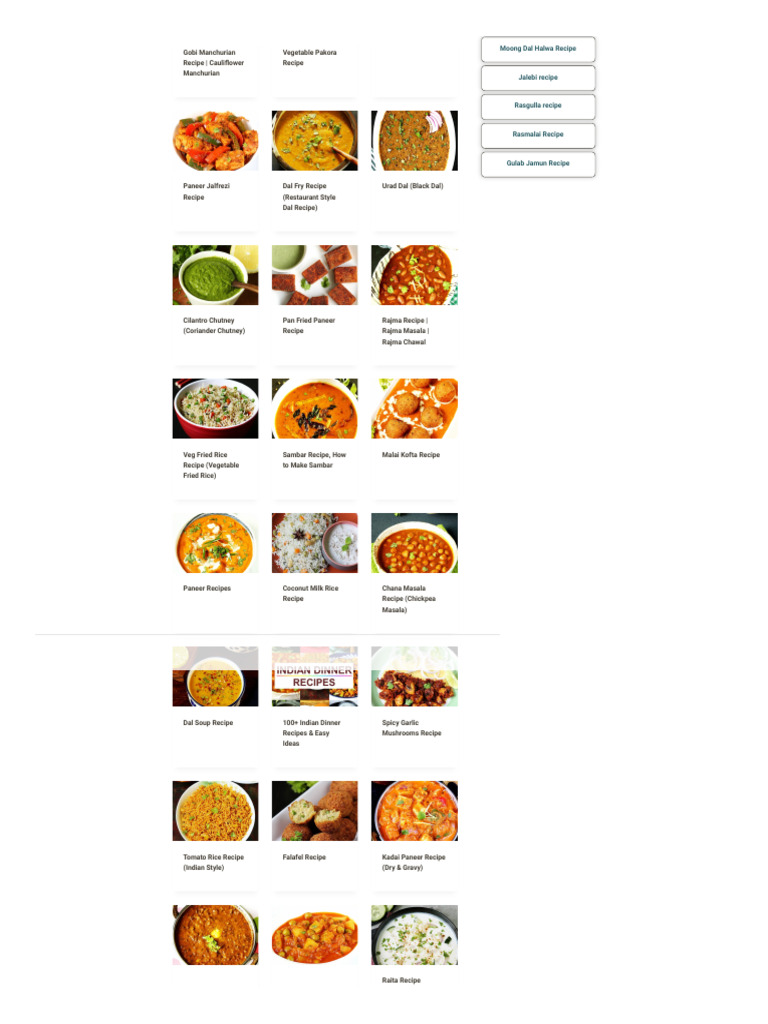 Indian Dinner Recipes Collection | PDF
