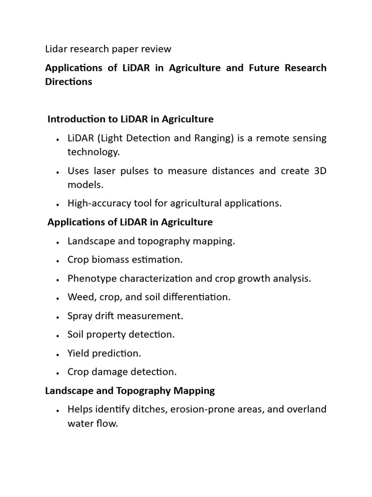 Lidar Research Review | PDF | Lidar | Radar