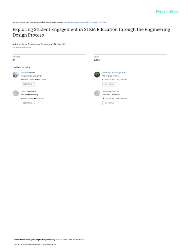 Exploring Student Engagement in STEM Education THR | PDF | Inquiry ...