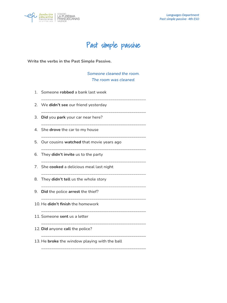 Past Simple Passive | PDF