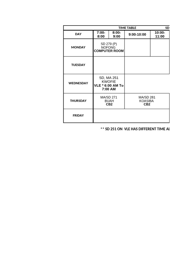 SD WORLD Final Timetable SEM 1 2023-2024 | PDF