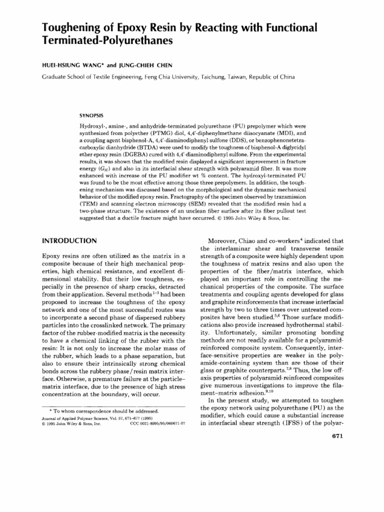 Toughening of Epoxy Resin by Reacting With Functional Terminated ...