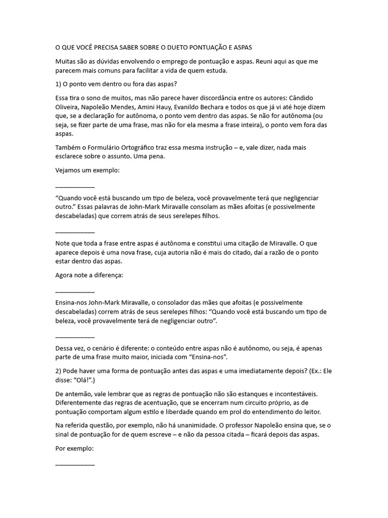 Pontuação e Aspas: Regras Esclarecidas | PDF | Gramática | Aspas