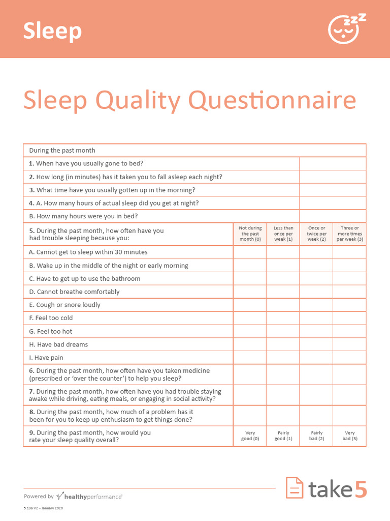 General Sleep Quality Questionnaire | PDF | Sleep | Determinants Of Health