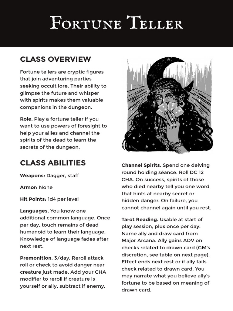 Shadowdark Fortune Teller Class V1.0 by Sersa Victory | PDF | Divination | Major Arcana