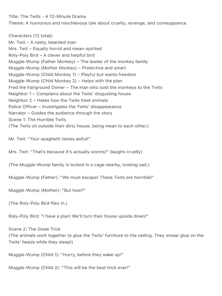 Title The Twits - A 12-Minute Drama | PDF