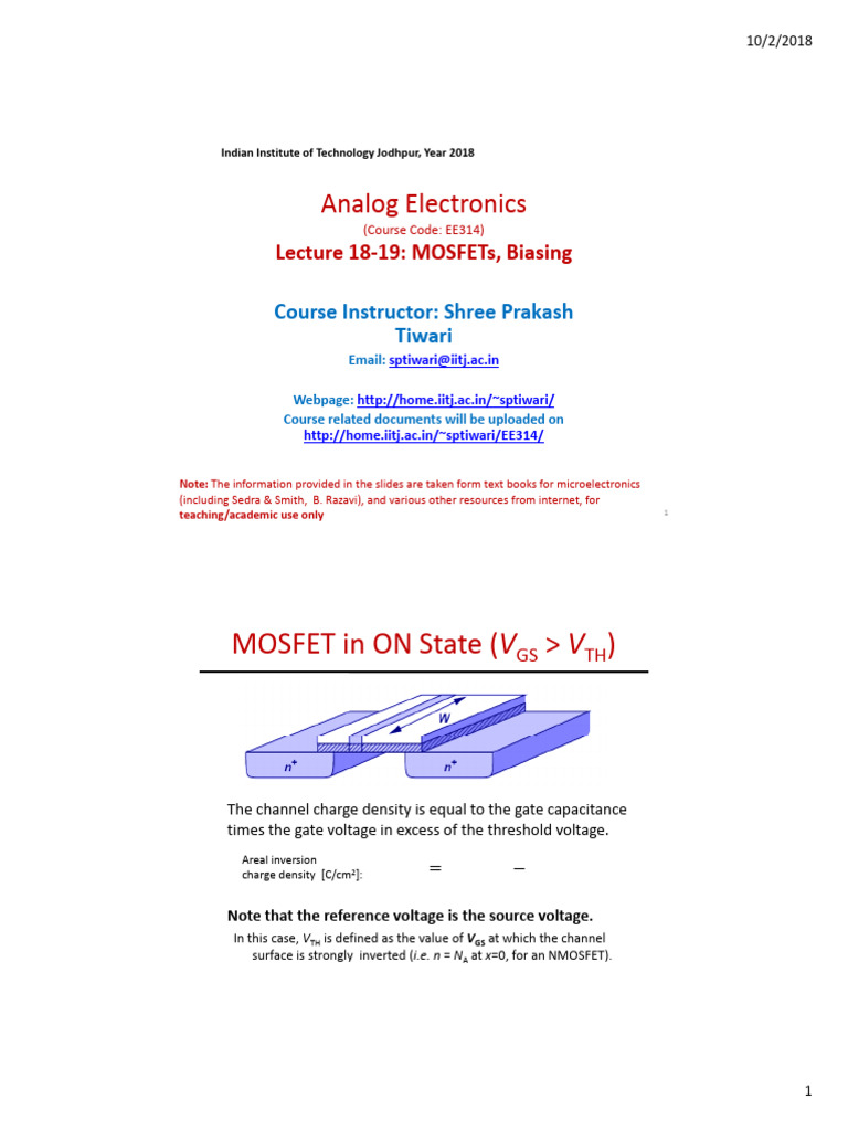 Lecture18 19 MOSFETs Biasing | PDF | Mosfet | Field Effect Transistor