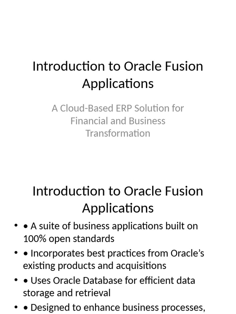 Oracle Fusion Presentation Pdf