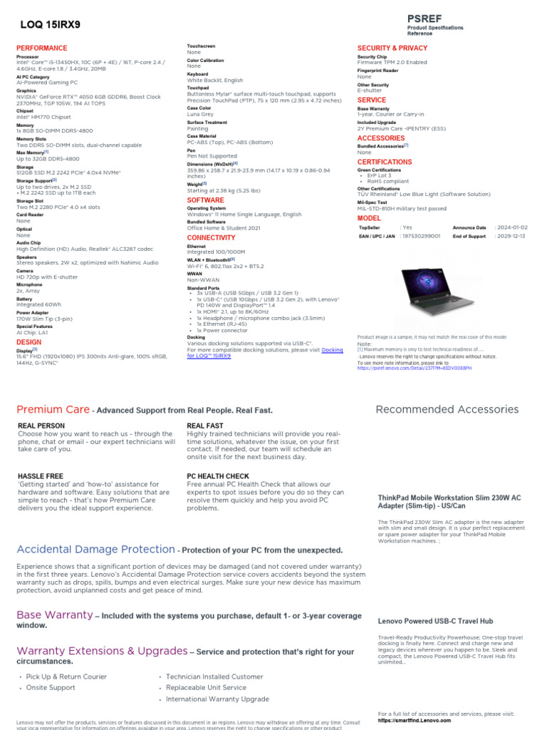 LOQ_15IRX9_83DV00E8PH | PDF | Usb | Computer Hardware