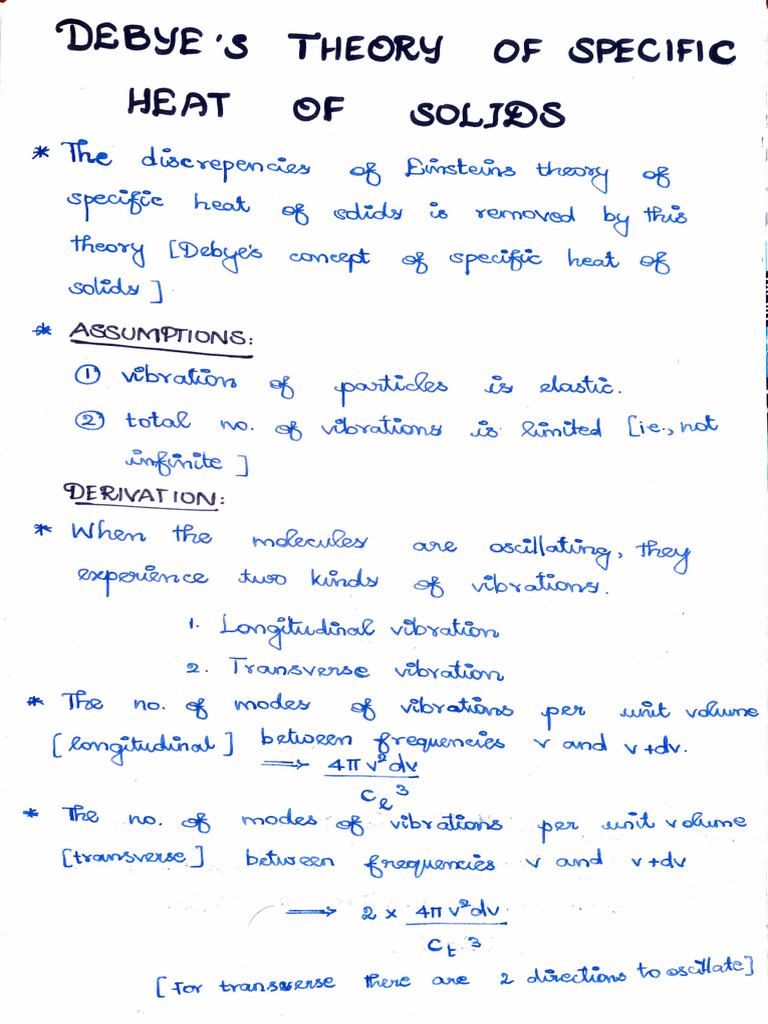 Debye 's Theory of Specific Heat of Solids | PDF | Physical Chemistry ...