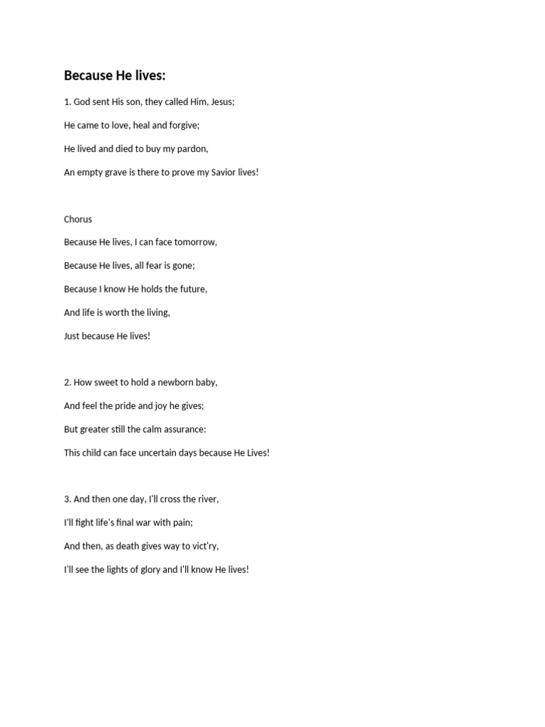 "Because He Lives: A Song of Hope" | PDF