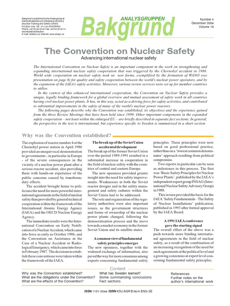 Nuclear Safety Conventions and IAEA | PDF | International Atomic Energy ...