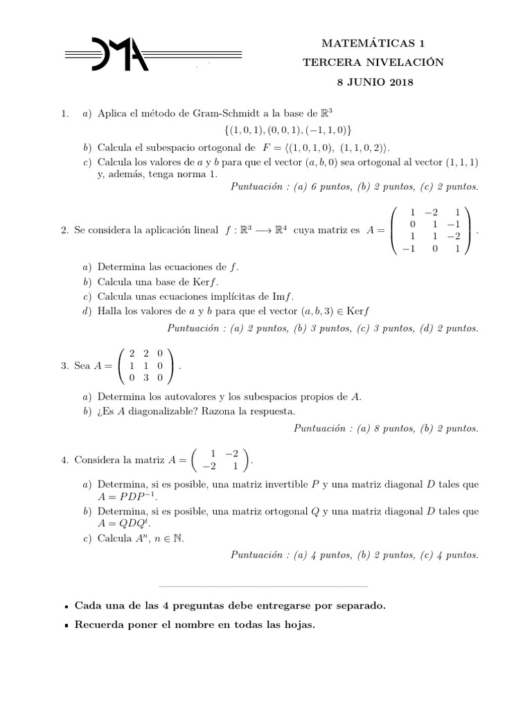 F, ,, ,, ,, A B A, B,, ,: Matem Aticas 1 Tercera Nivelaci ON 8 JUNIO 2018 | PDF | Matriz ...