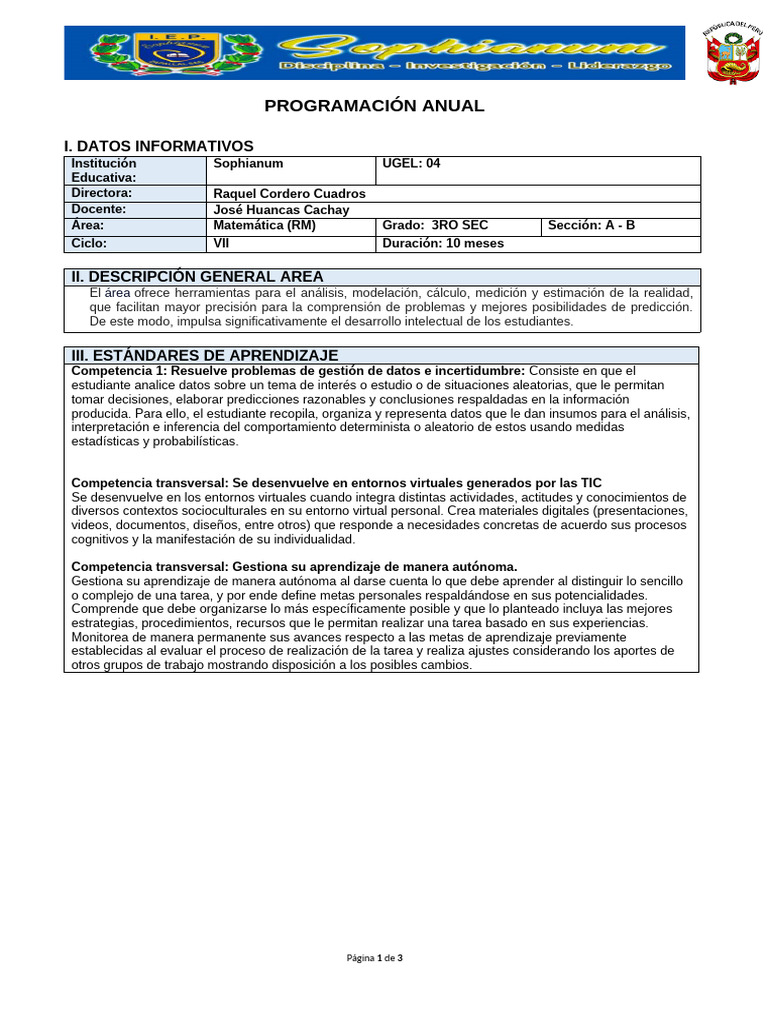 Programac 3ro Sec RM | PDF | Aprendizaje | Datos