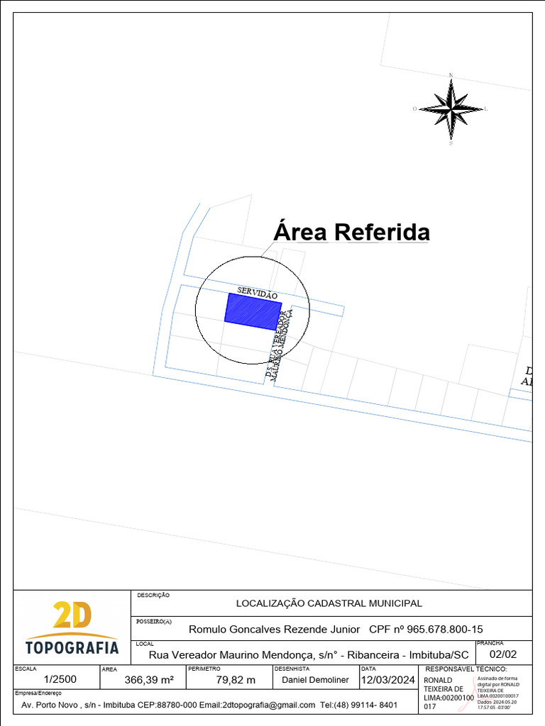 Servidão Rua Vereador Maurino Mendonça | PDF