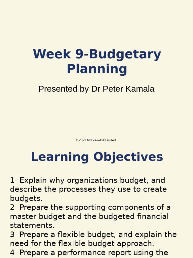 Week 9 Budgetary Planning Pdf Budget Inventory