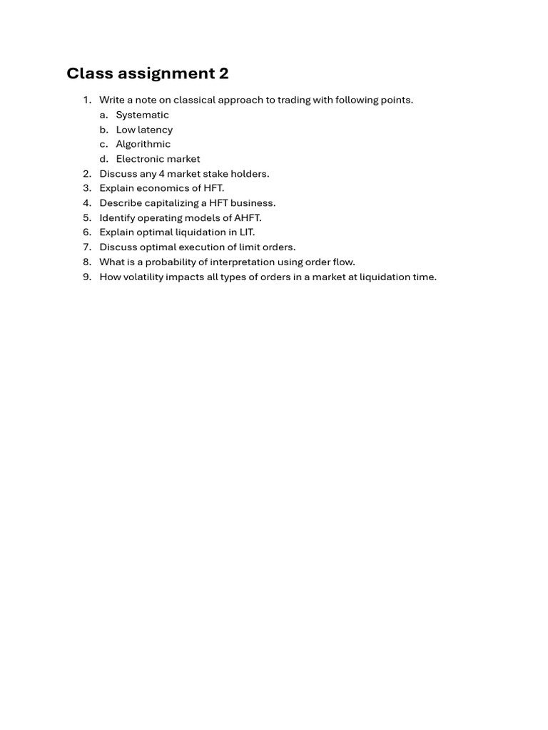 AHFT Class Assignment 2 | PDF