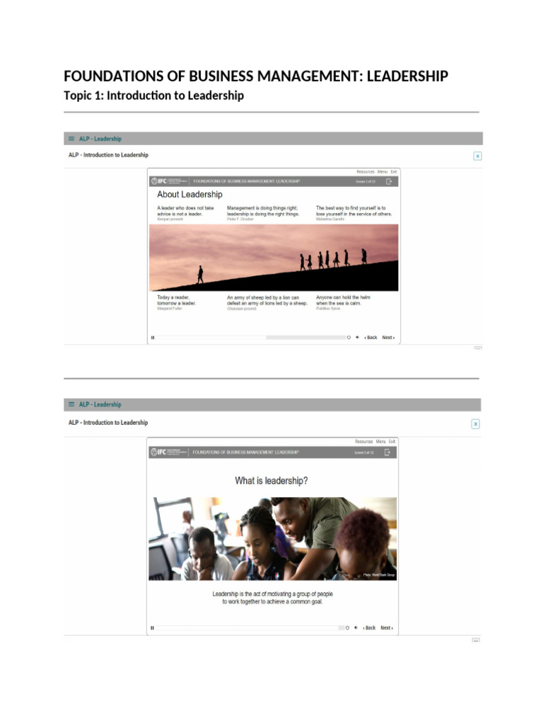 Course Summary-ALP Leadership | PDF