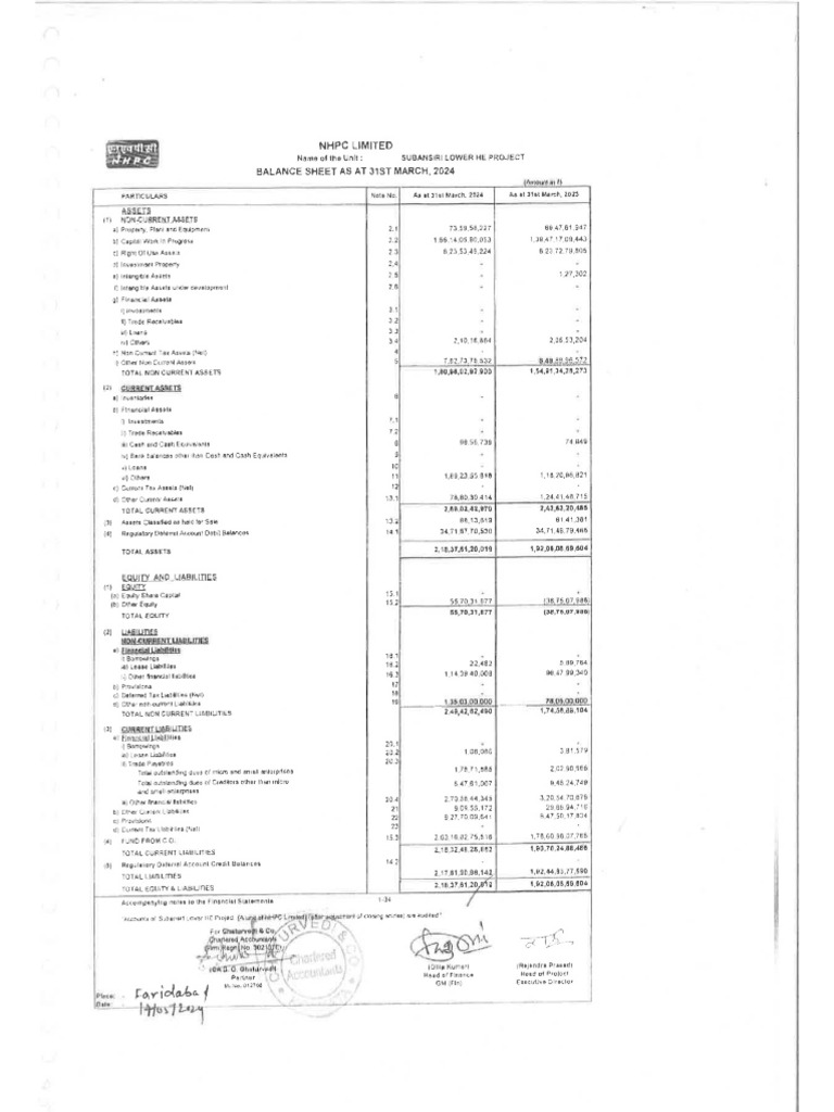 Bal Sheet & PL Signed Copy As On 31.03.2024 | PDF