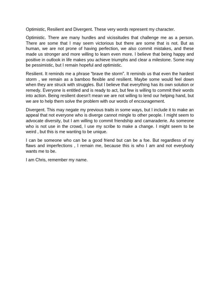 Describing Me, Myself and I | PDF