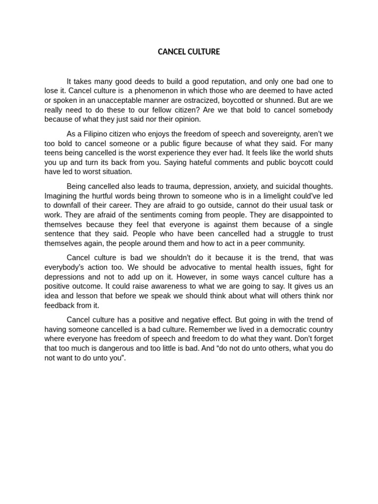 The Impact of Cancel Culture | PDF