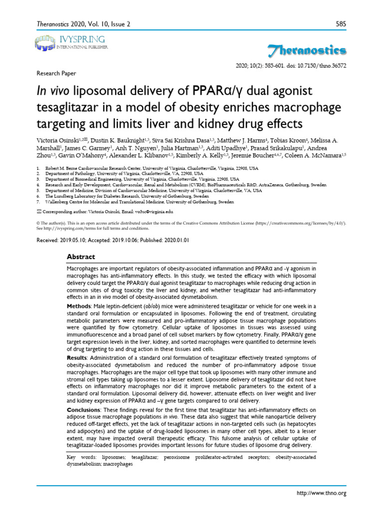 Osinski2020. Theranostics | PDF | Macrophage | Adipose Tissue