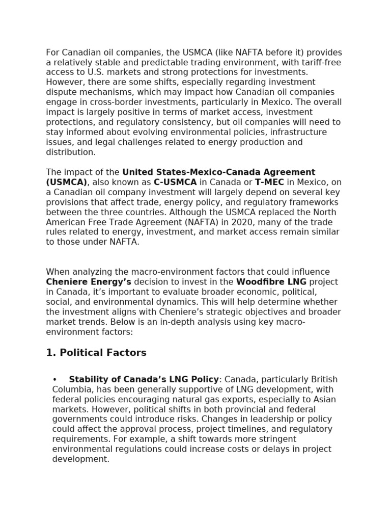 Impact of USMCA on Canadian Oil Investments | PDF | North American Free ...