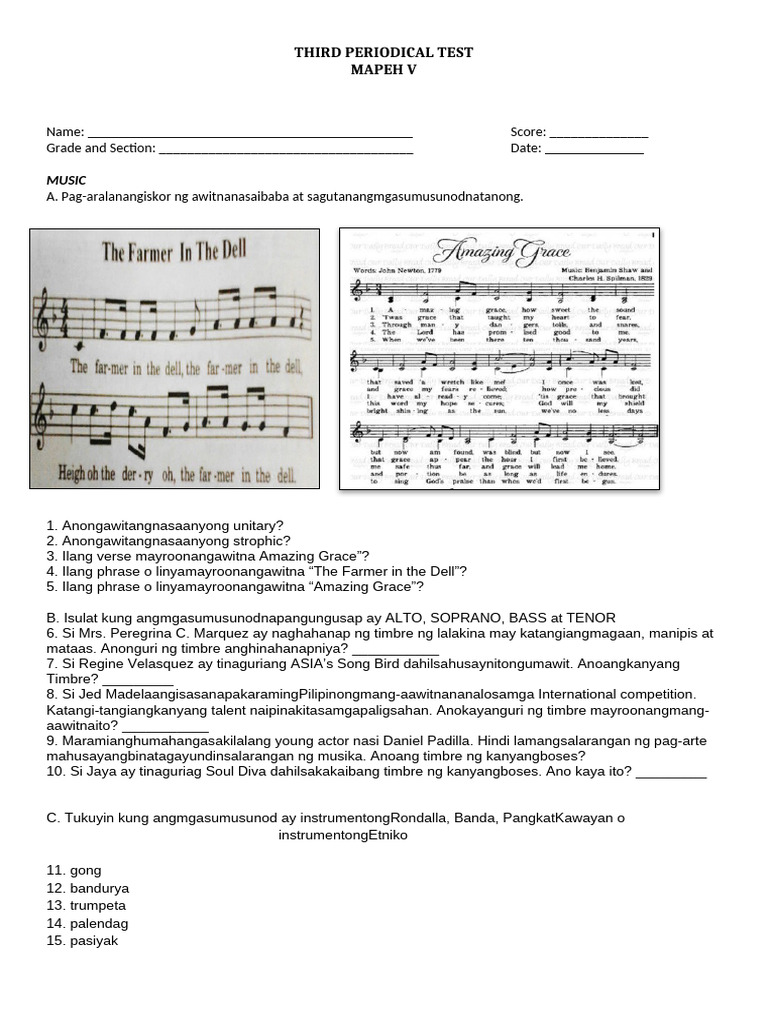 PT - Mapeh 5 - Q3 | PDF