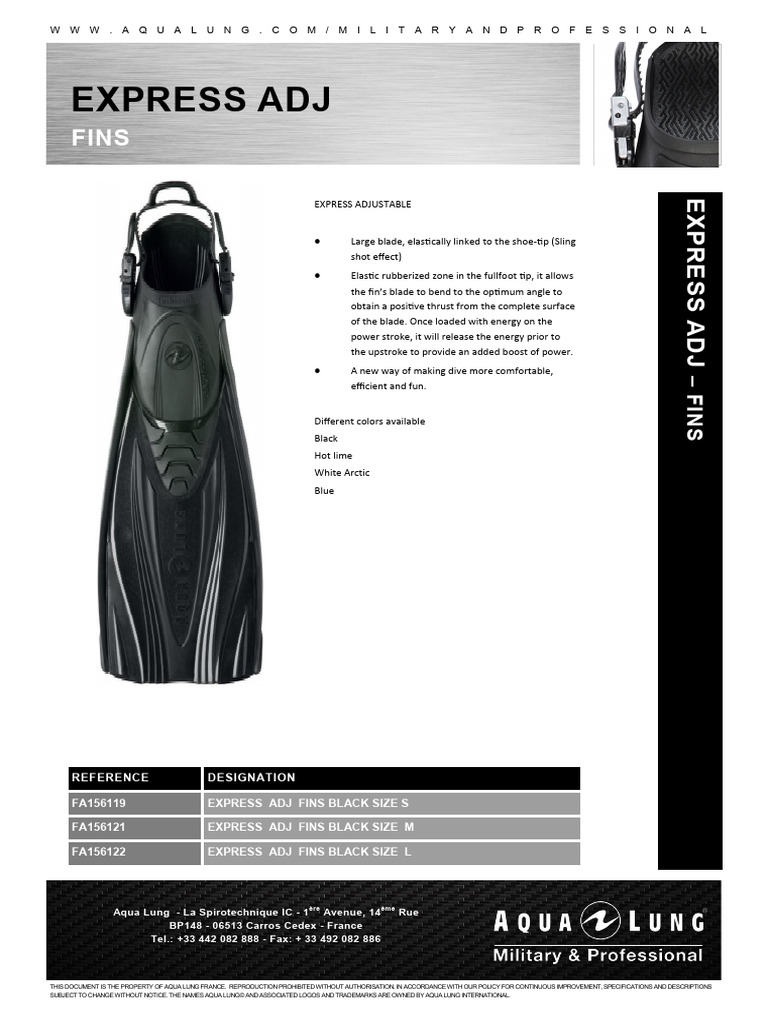 Aqua Lung Express Adjustable Fins | PDF | Underwater Diving