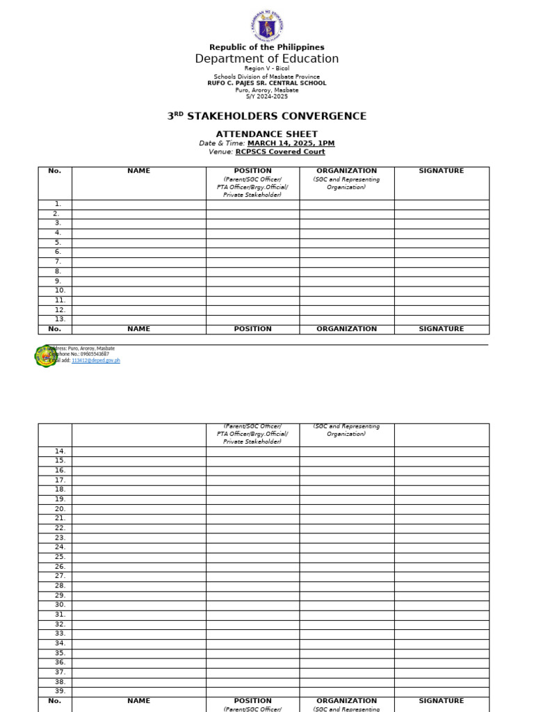 Attendance Sheet of The Parents | PDF | Human Communication | Learning