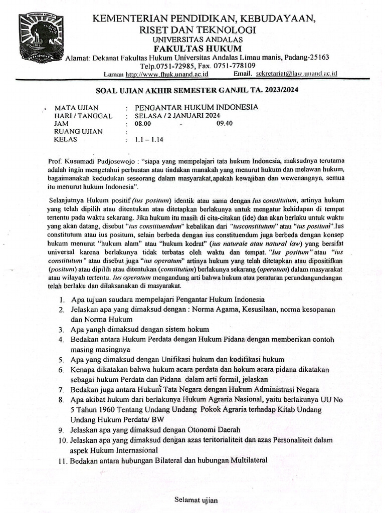 Uas Semester 1 | PDF