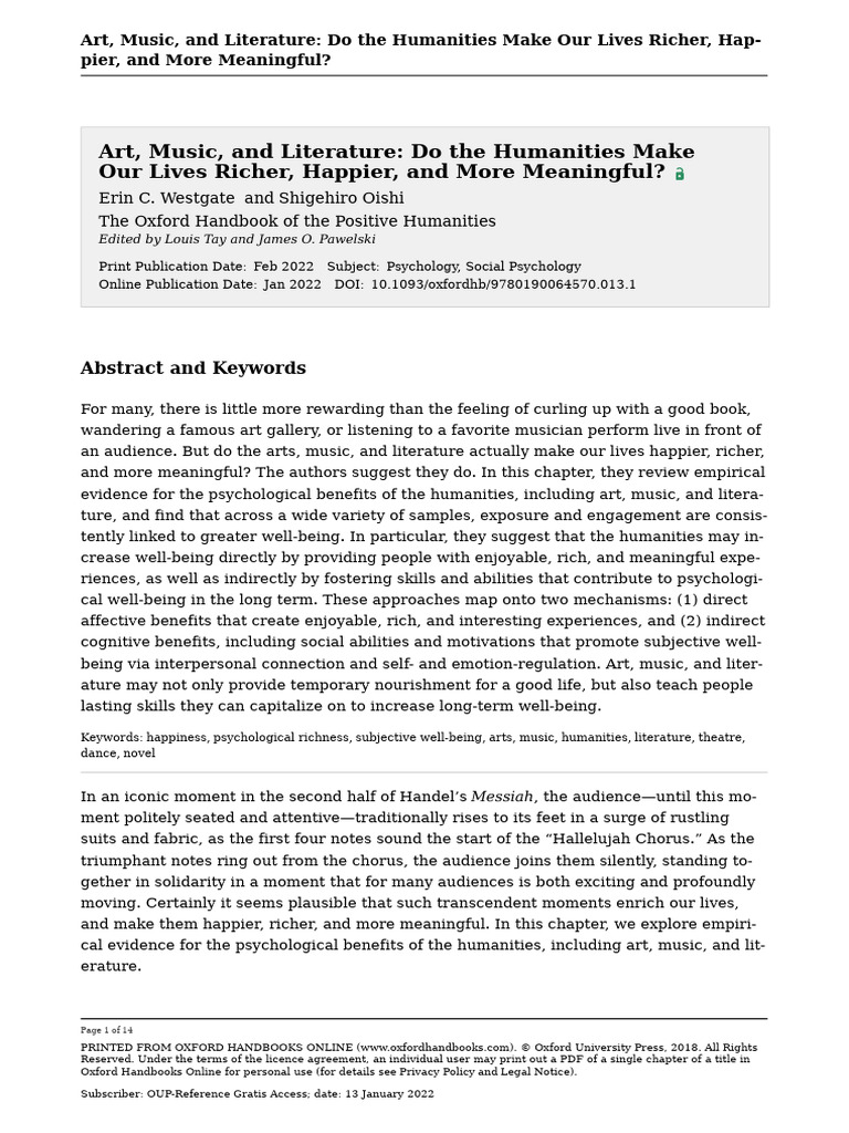 Art, Music, and Literature - Do The Humanities Make Our Lives Richer ...