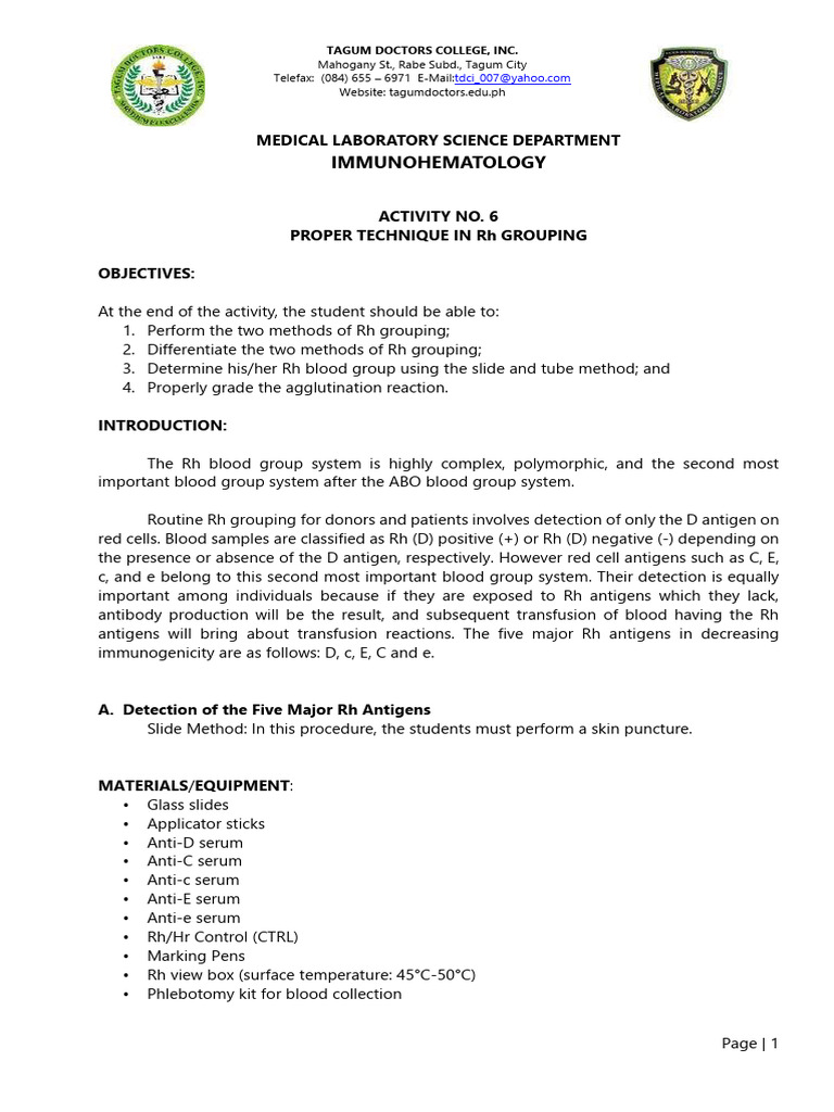 IH-Lab-Manual-6-to-8 | PDF | Blood Type | Serology
