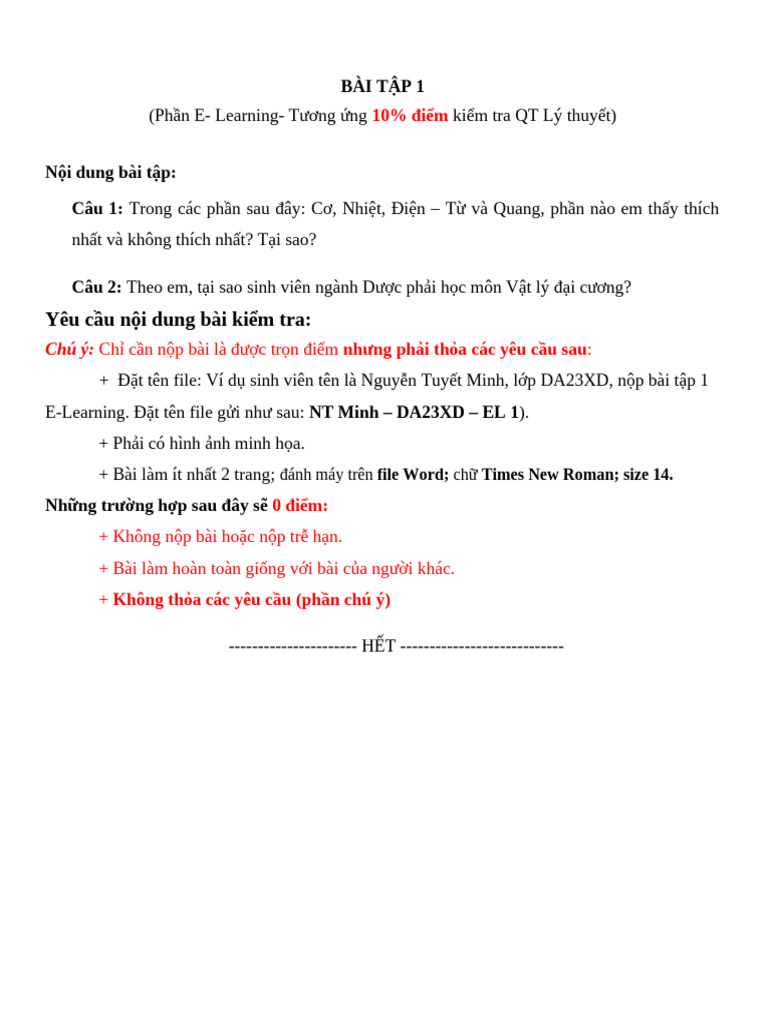 Bai Tap 1 E-Learning - Duoc | PDF