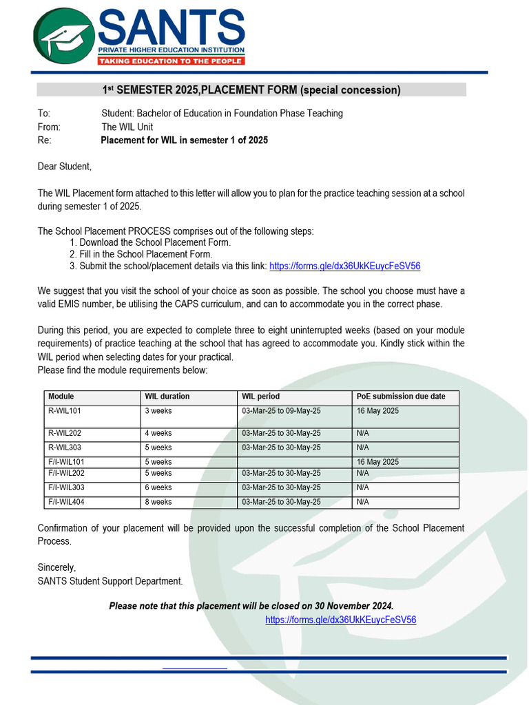 Special Placement Form, 1st Sem 2025 | PDF | Teacher Education ...