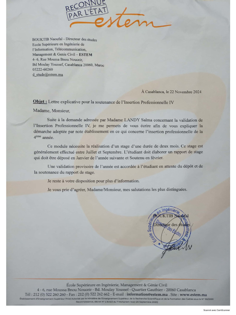 Lettre Explicative 2 | PDF