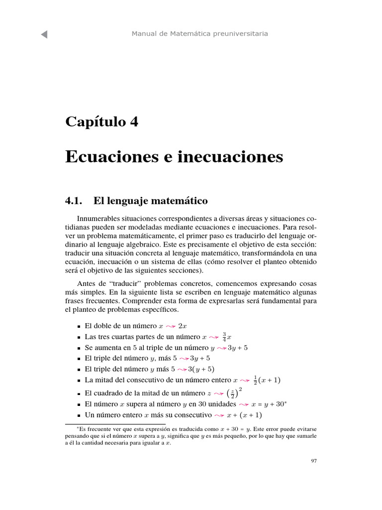 Capítulo 4 - Ecuaciones e Inecuaciones | PDF | Ecuaciones | Raíz cuadrada