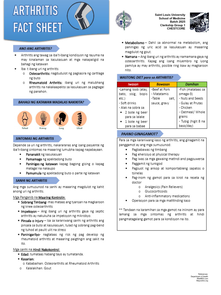 Arthritis Fact Sheet | PDF