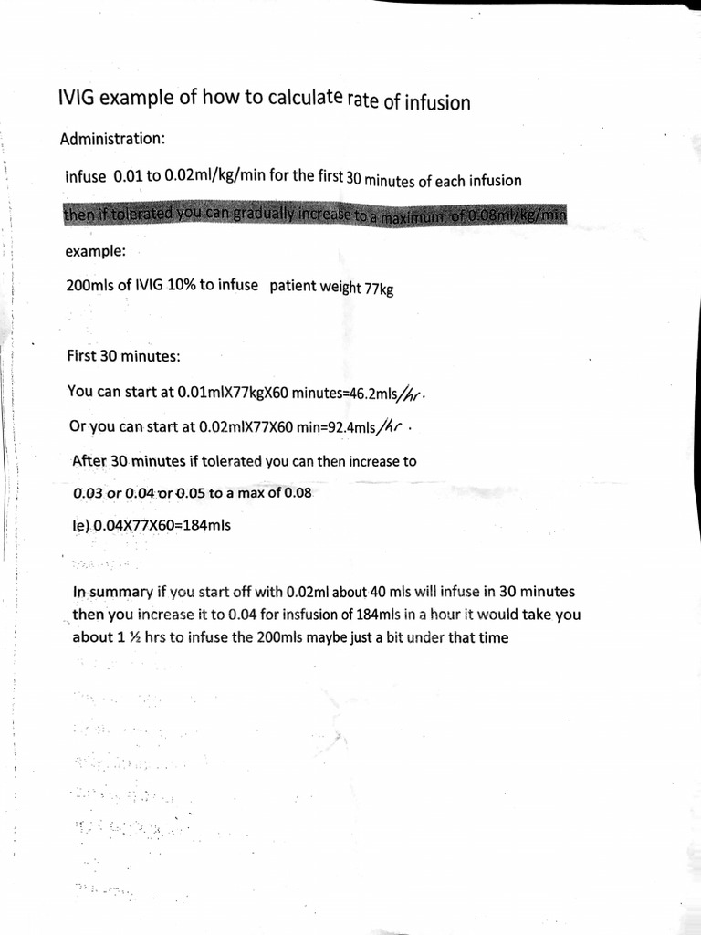 IVIG Cheat Sheet | PDF