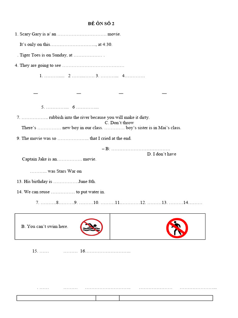 Đề Ôn 2-Hk2 Anh 6 | PDF