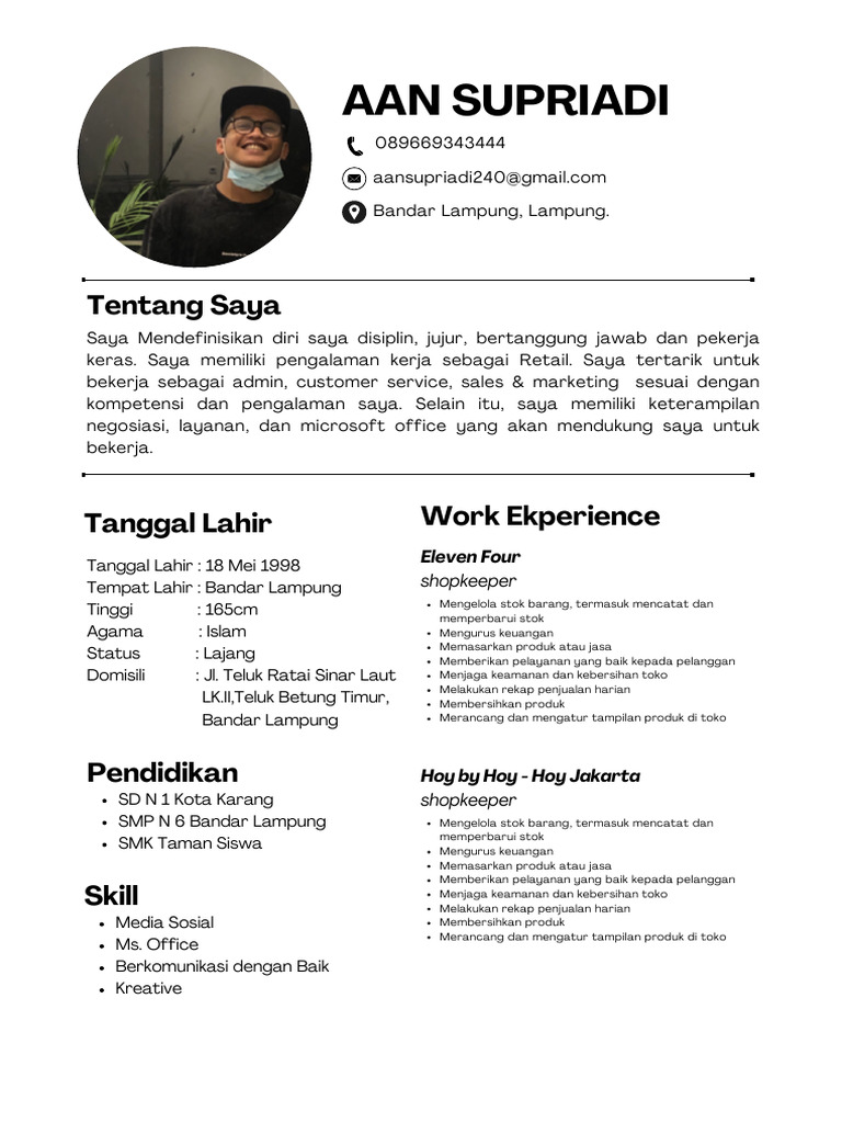 CV Aan Supriadi | PDF