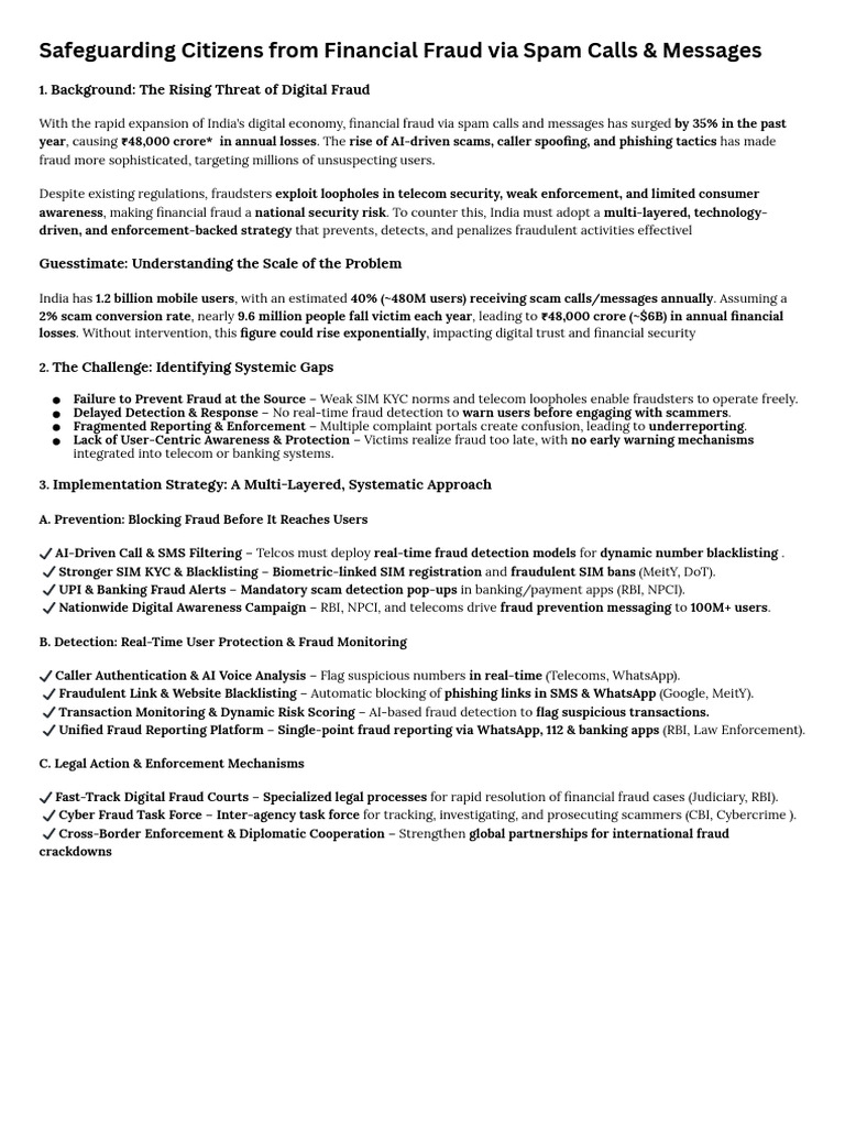 Combatting Financial Fraud via Spam Calls | PDF | Fraud | Phishing