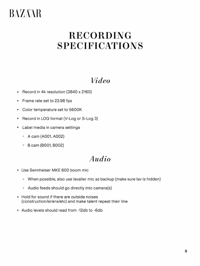 Recording Specifications | PDF