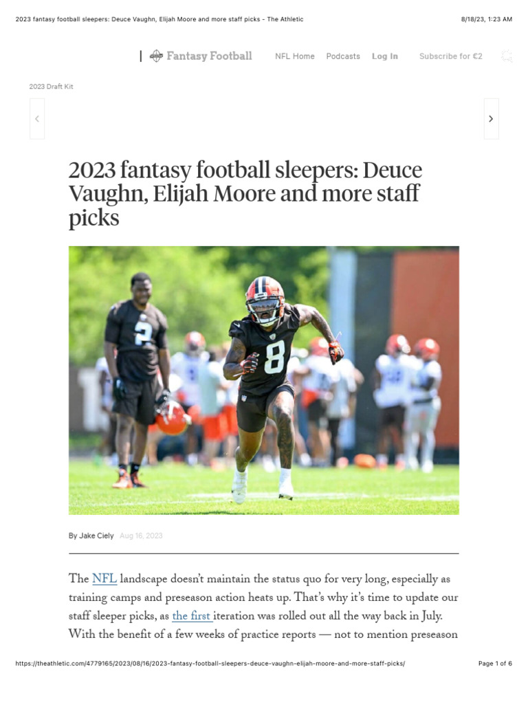 2023 Fantasy Football Sleepers: Deuce Vaughn, Elijah Moore and More ...