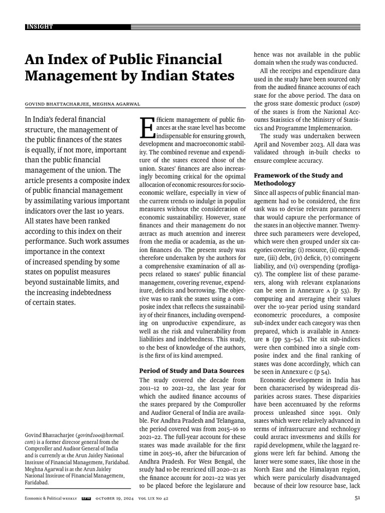 PFM Index | PDF | Government Budget Balance | Economies