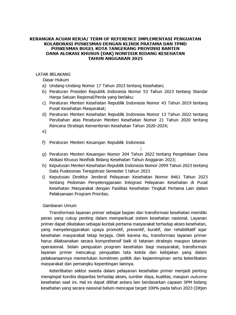 TOR TPMD Klinik-Ttd | PDF