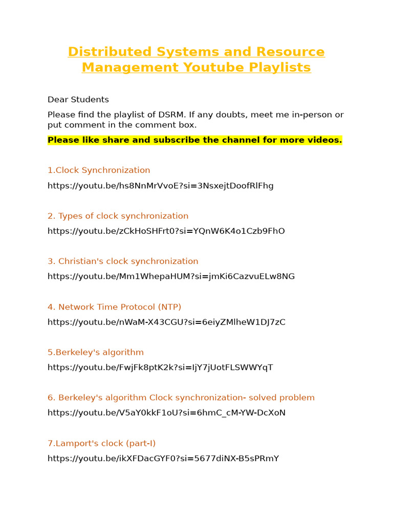 DSRM Youtube Playlist Overview | PDF