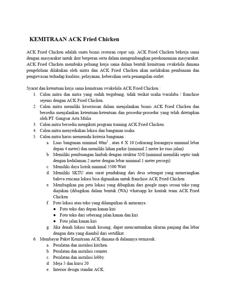 Ketentuan Kemitraan ACK | PDF